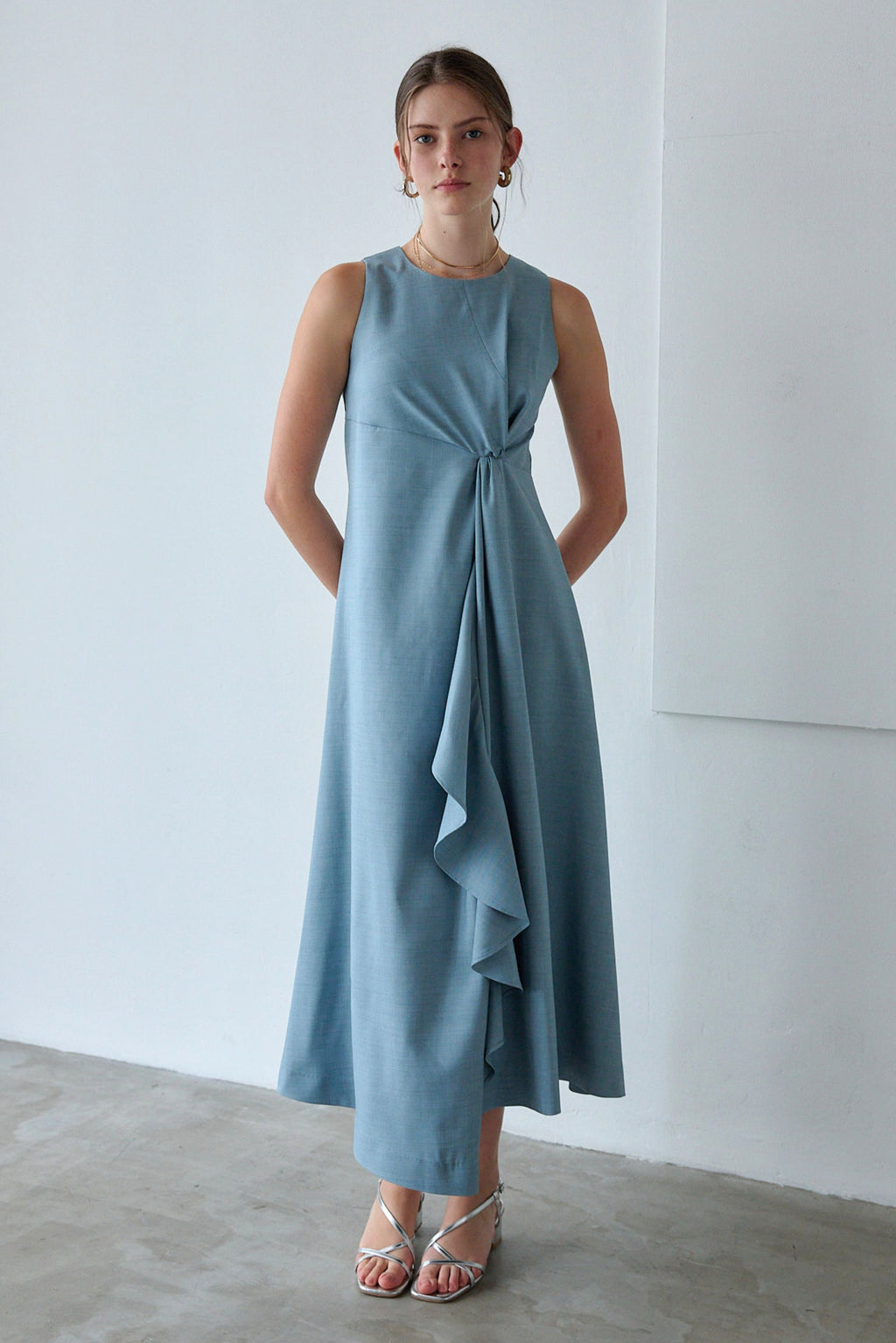 Ruffle frill one-piece (light blue)